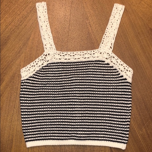 aerie | Tops | Nwotaerie Knit Cropped Tank Top W Crochet | Poshmark